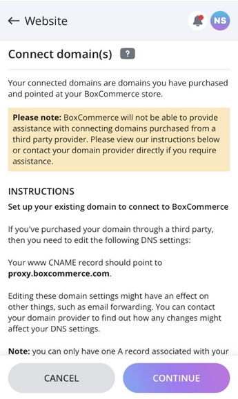 Connecting a Domain - Mobile – BoxCommerce