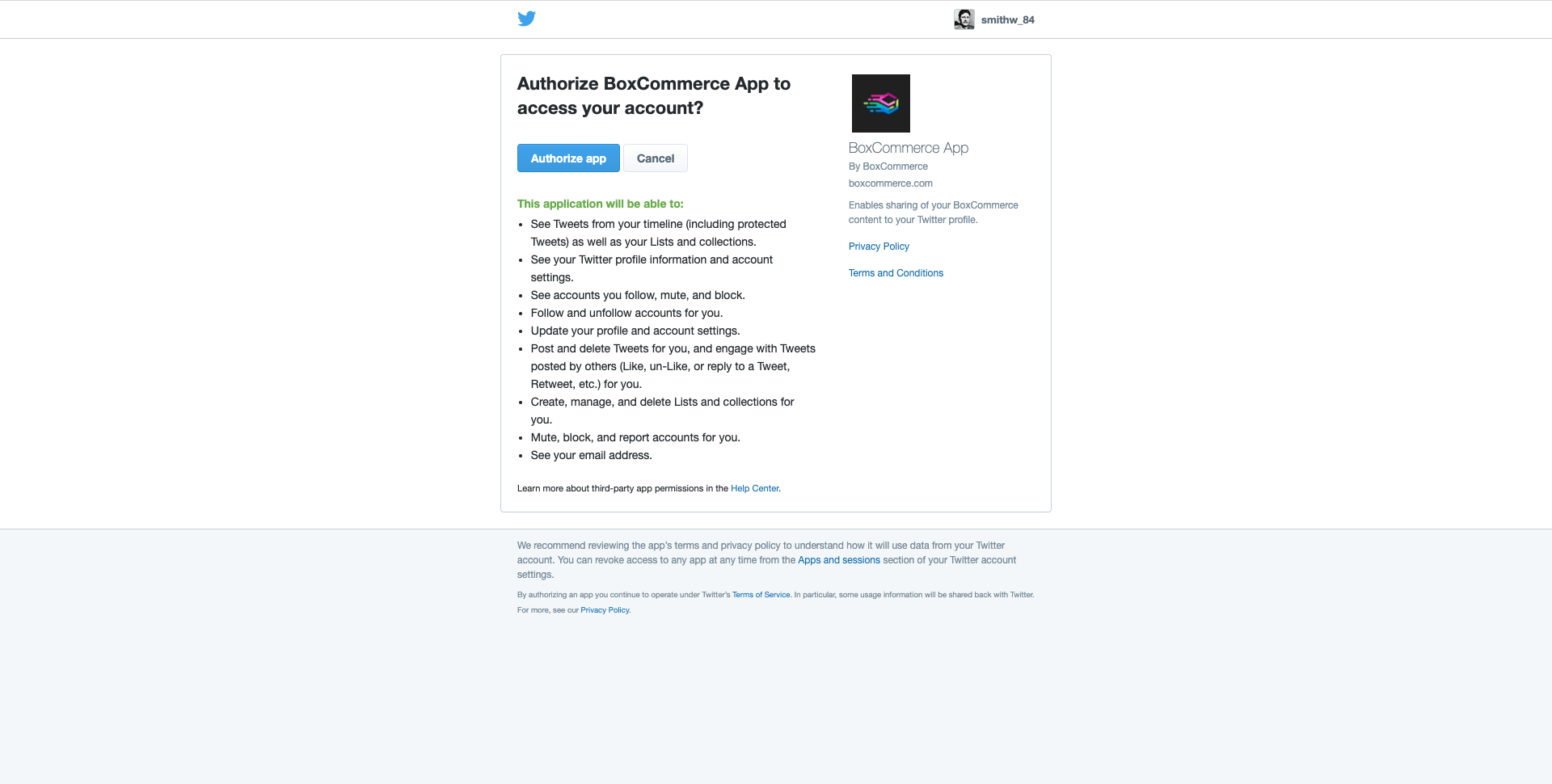 Connecting your BoxCommerce account to your Twitter page – BoxCommerce